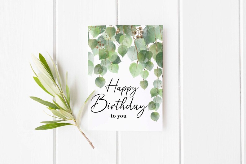 Eucalyptus Birthday Card Happy Birthday Day to Yo Card Elegant Birthday ...