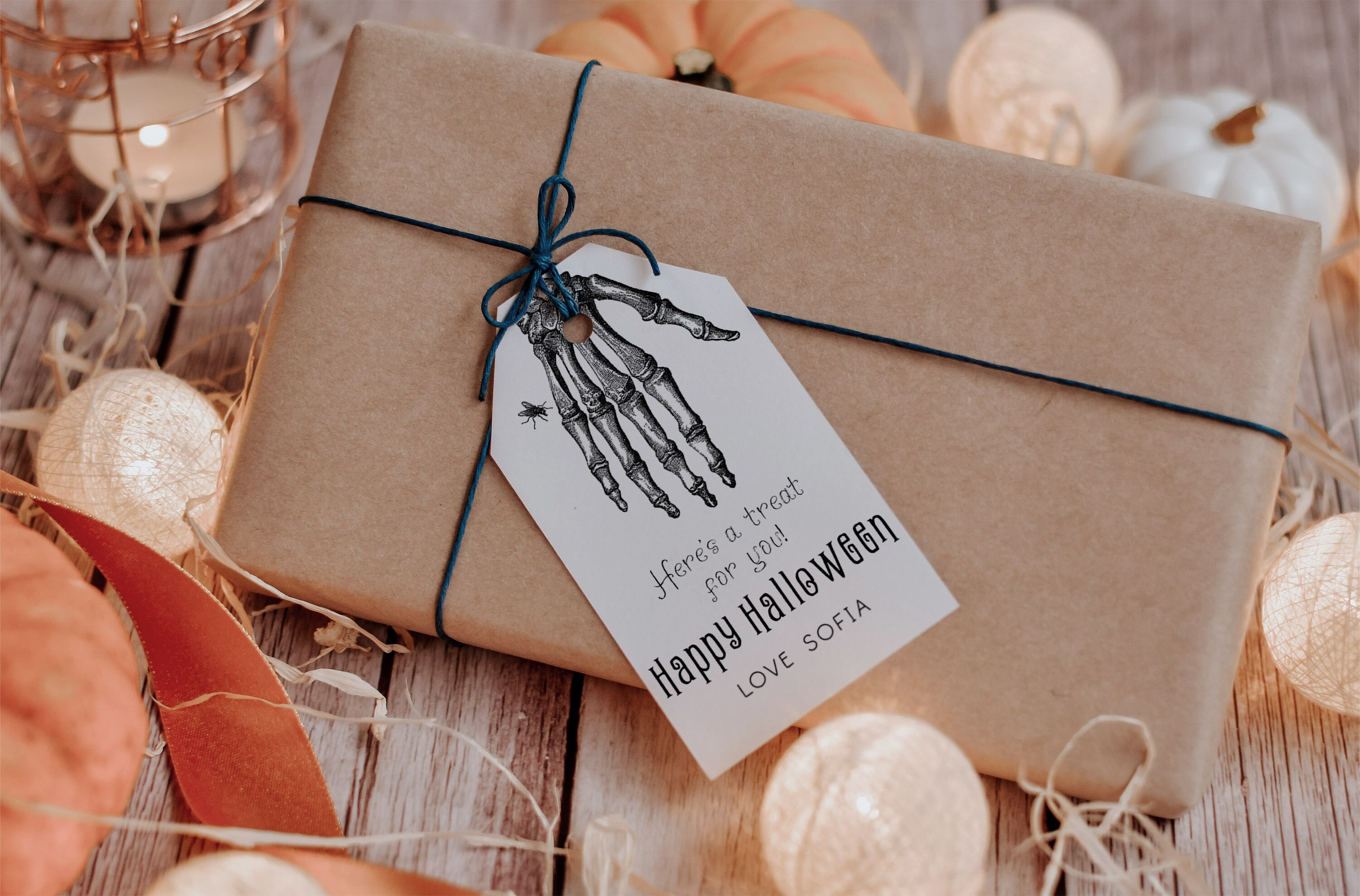Editable Skeleton Hand Halloween Favor Tags Thank You Trick or Treat ...