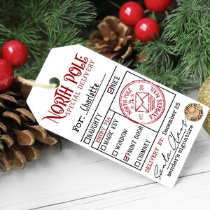 North Pole Delivery Tags Christmas Gift Tag Template Editable ...