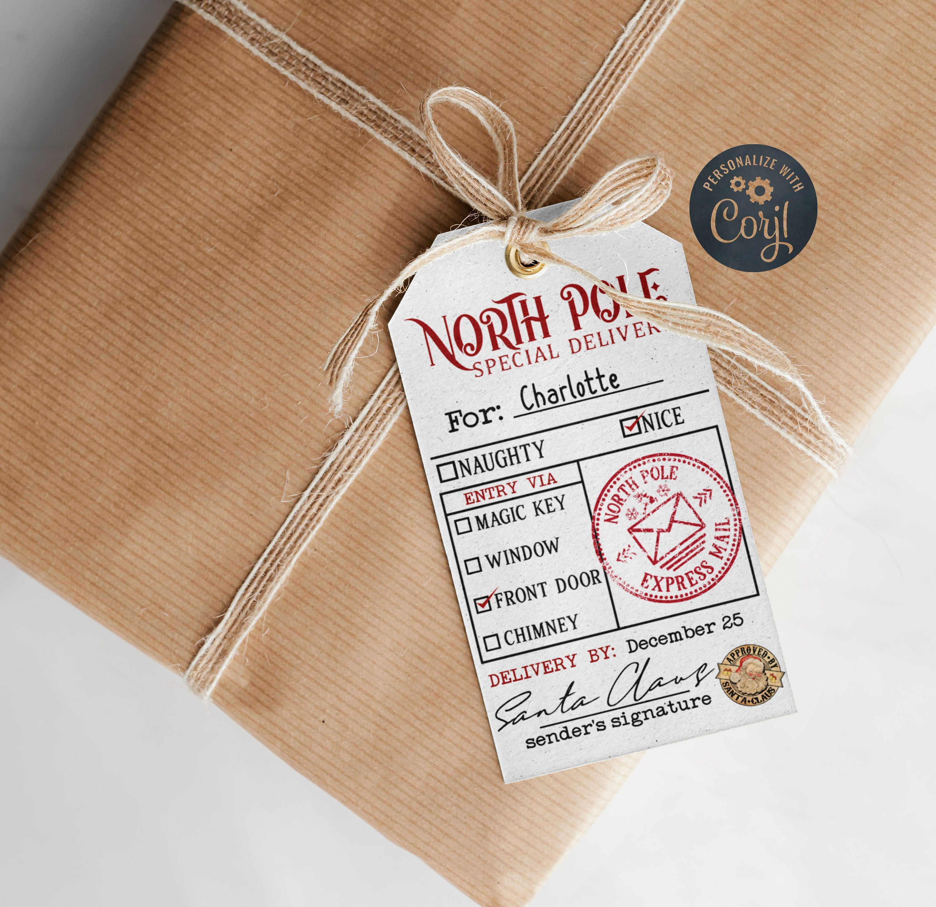 North Pole Delivery Tags Christmas Gift Tag Template Editable - Etsy