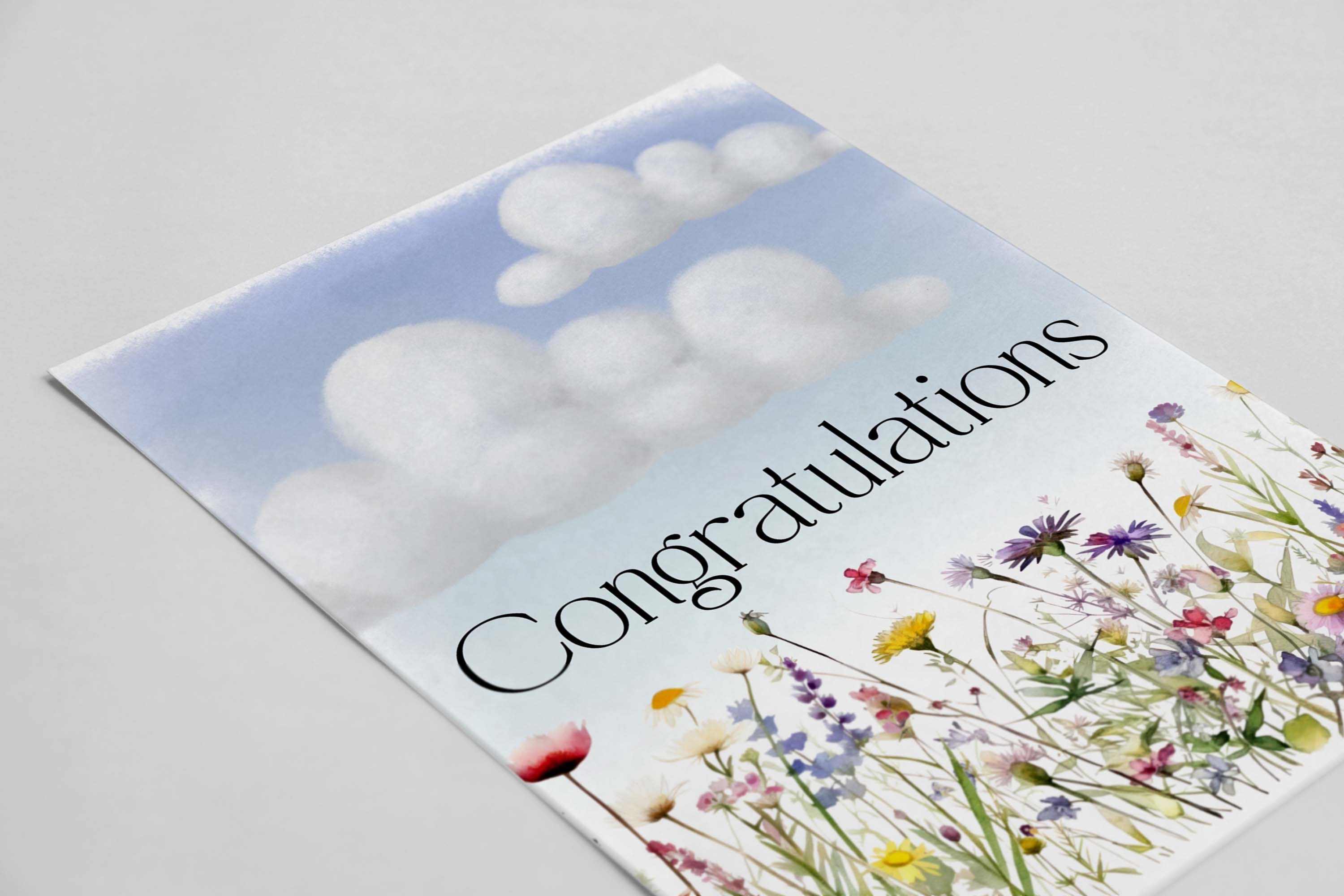 Printable Wild Flower Congratulations Card Watercolour Floral Greeting ...