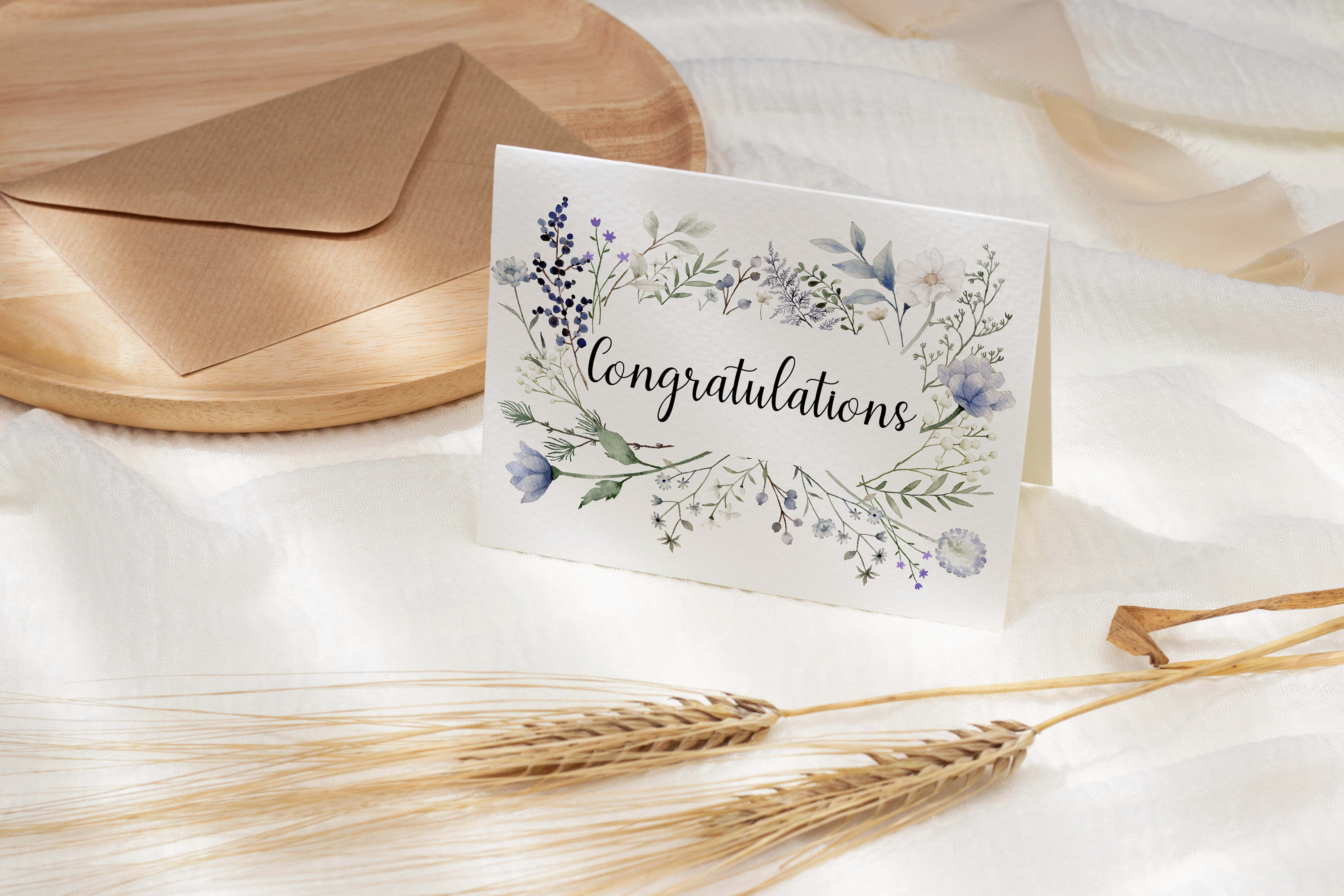 Printable Congratulations Card Watercolour Floral Greeting Card ...