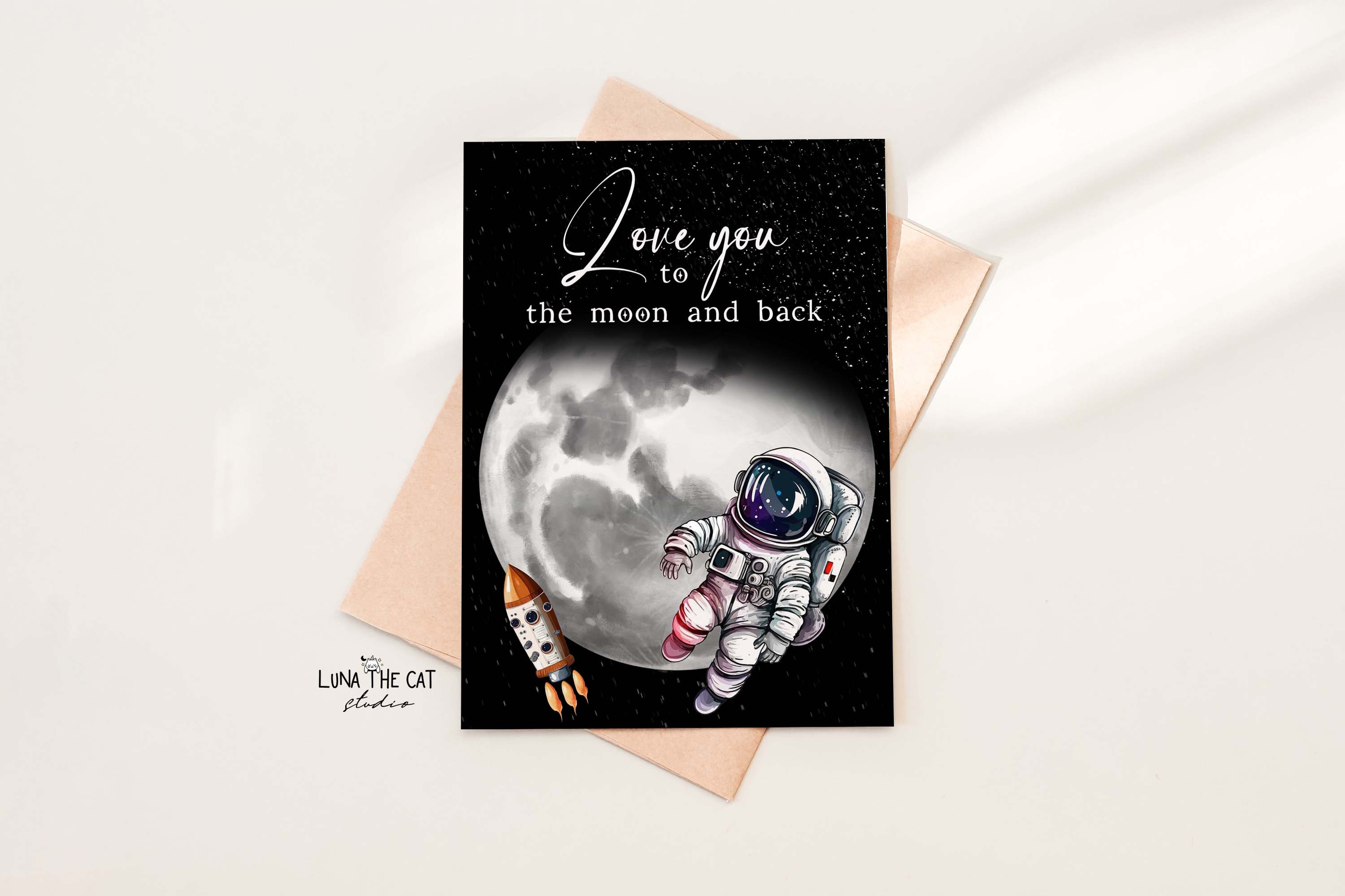 Love You to the Moon and Back Card Space Greeting Card for Him Card for ...