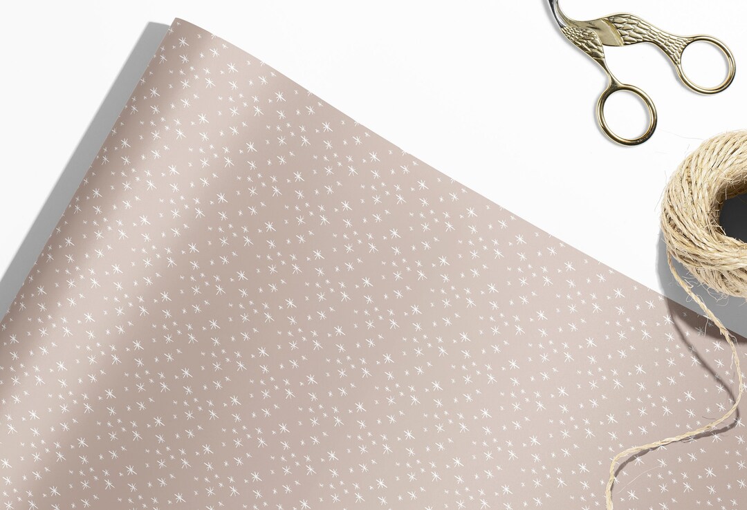 Hand Drawn Modern Starbursts White on Beige Wrapping Paper Sheets Set ...