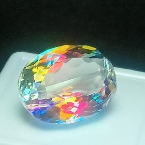 Seven Shades of Color Magical 25 Ct AAA Mystic Topaz Oval Shape Rainbow ...
