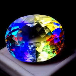 Seven Shades of Color Magical 25 Ct AAA Mystic Topaz Oval Shape Rainbow ...