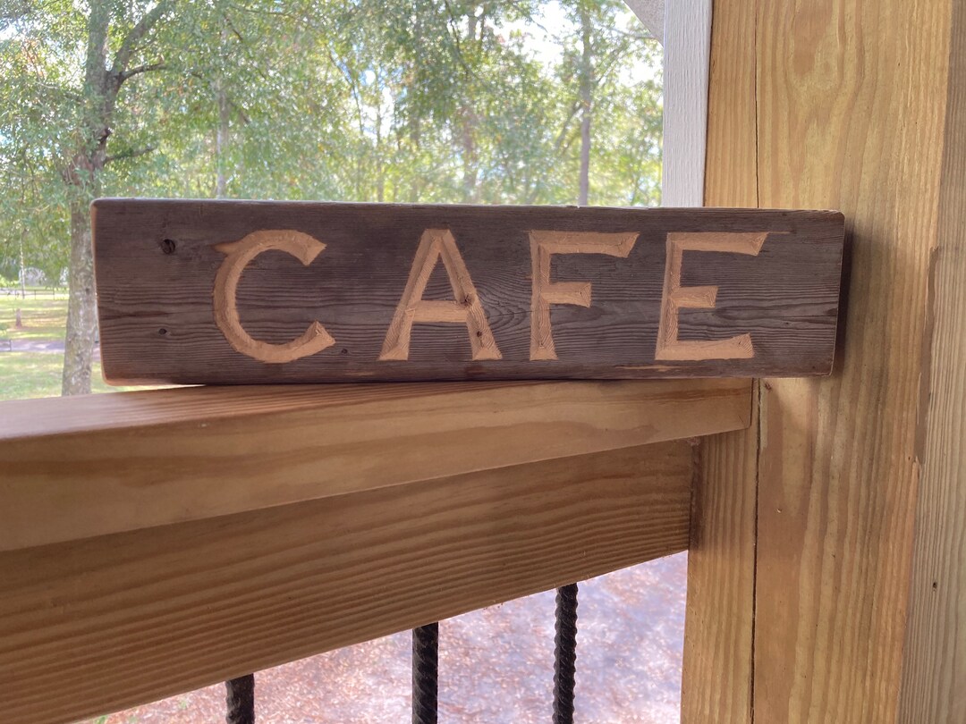 Hand-carved Rustic Cafe Sign - Etsy
