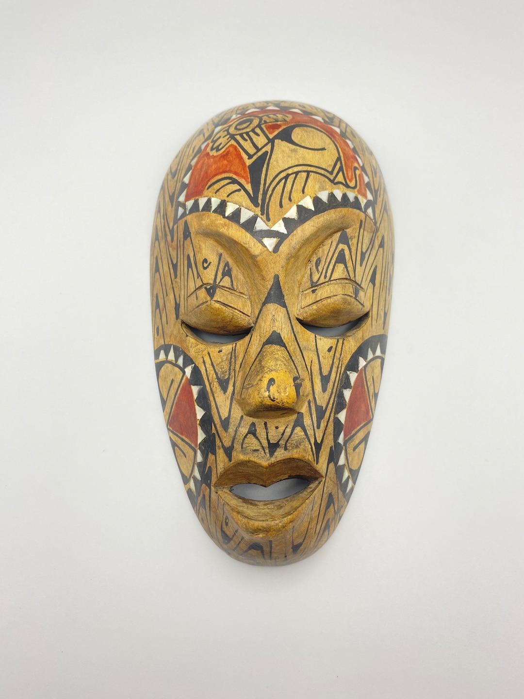 Vintage Malacca Malaysian Wood Tribal Mask Wall Art Decor - Etsy