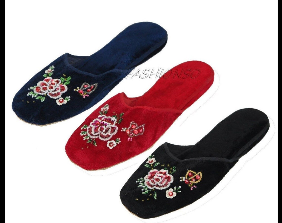Handmade Embroidered Floral Chinese Women's Velvet - Etsy