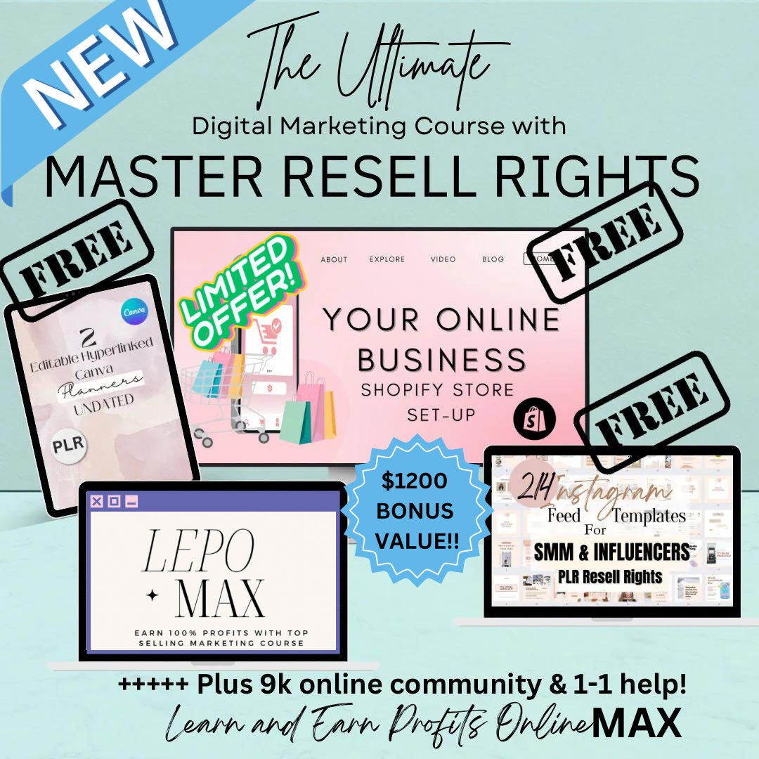 LEPO MAX Master Resell Rights, Learn and Earn Profits Course, PLR ...