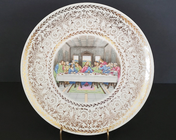 LAST SUPPER PLATE Pearl China 22K Gold , Vintage Last Supper Plate 22K ...