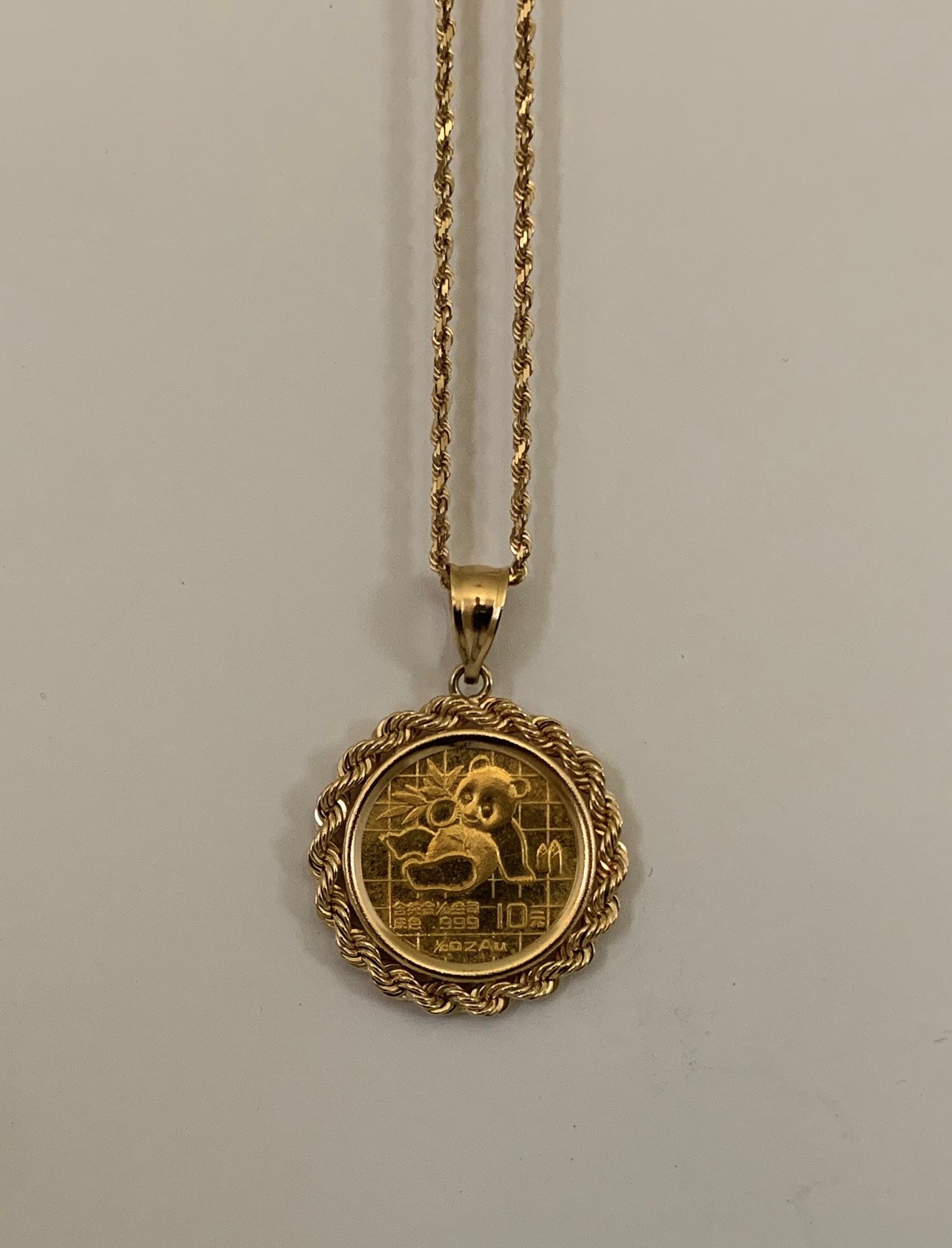 GOLD Coin Panda Coin Necklace Rare 1989 1/10 OZ 24K Solid Gold Panda 10 ...