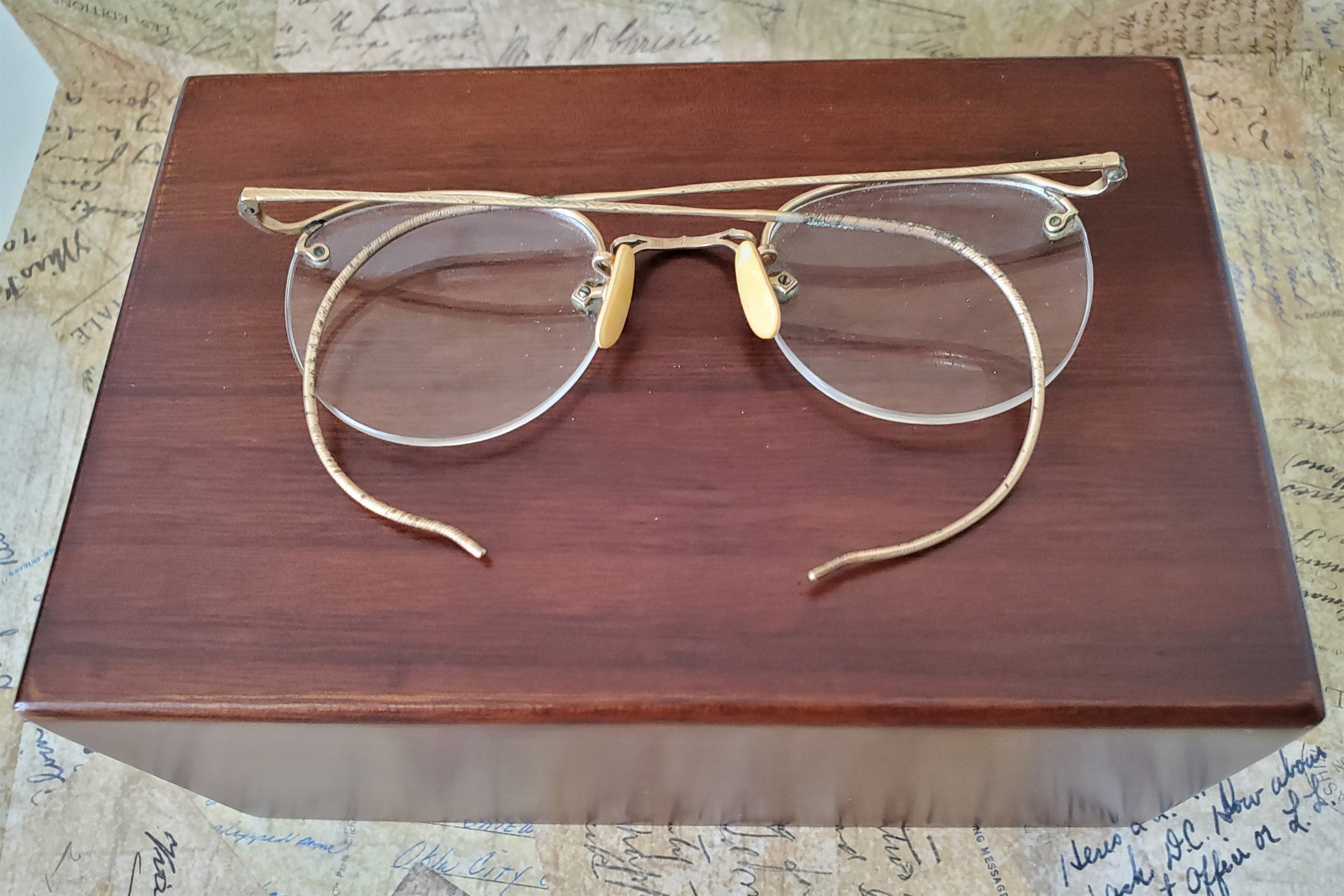 Vintage Reading Glasses Gold Filled Spectacles 1930's, Vintage Wire Frameless Eyeglasses ...