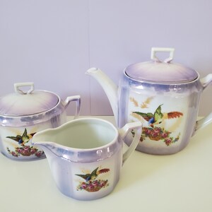 LUSTERWARE Tea Set Antique, Bird Tea Set Iridescent, GERMAN Lusterware ...