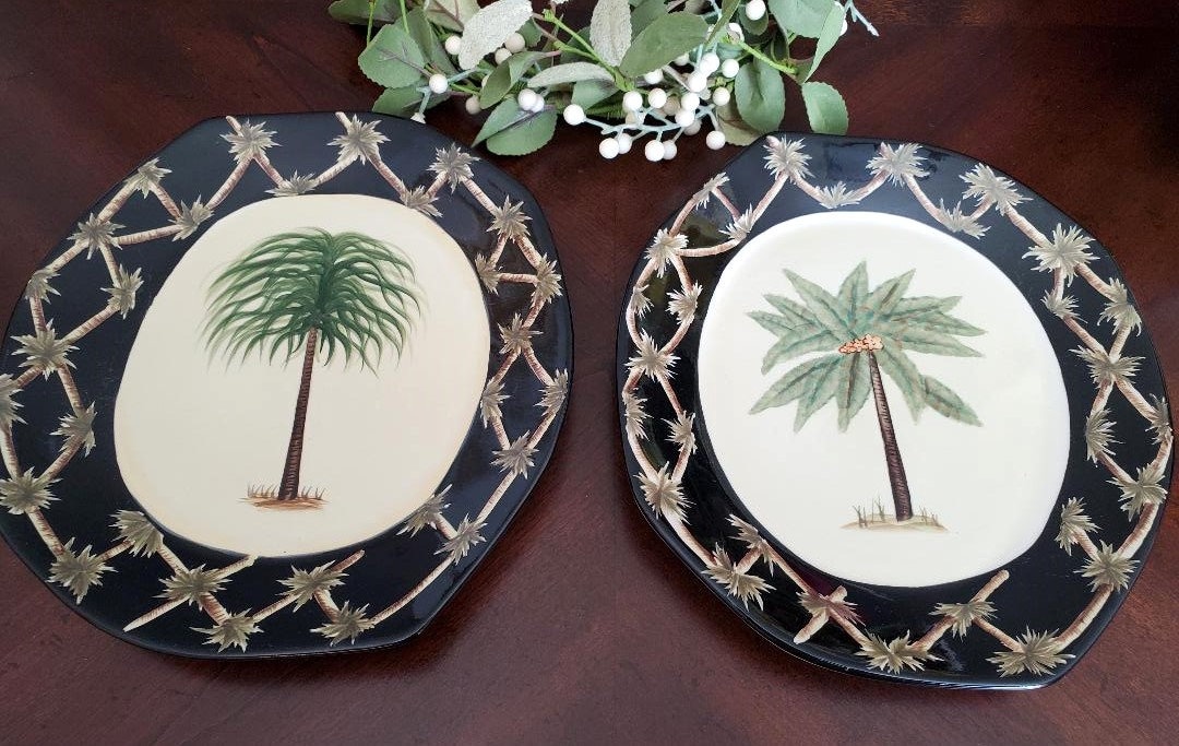 PALM TREE Plates S/2 Pacific Rim Vintage Decorative Palm Tree Plates ...