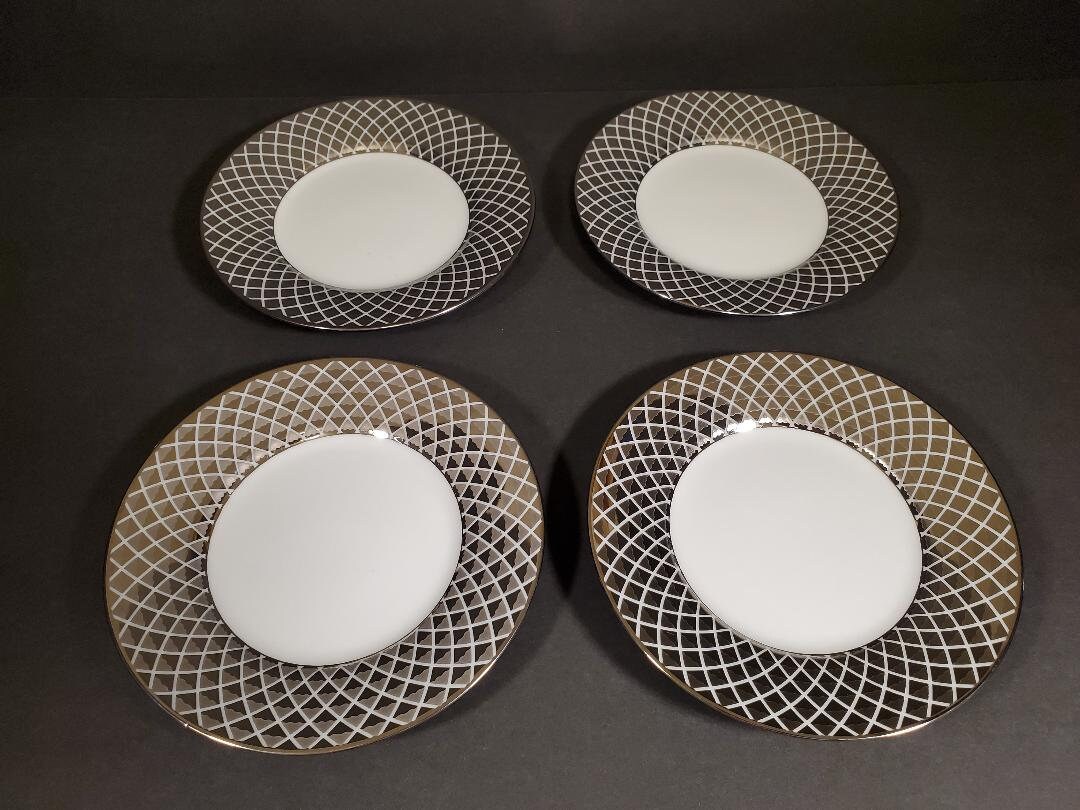 CIROA LATTICE Platinum Appetizer Plates S/4, Ciroa Silver Metallic ...