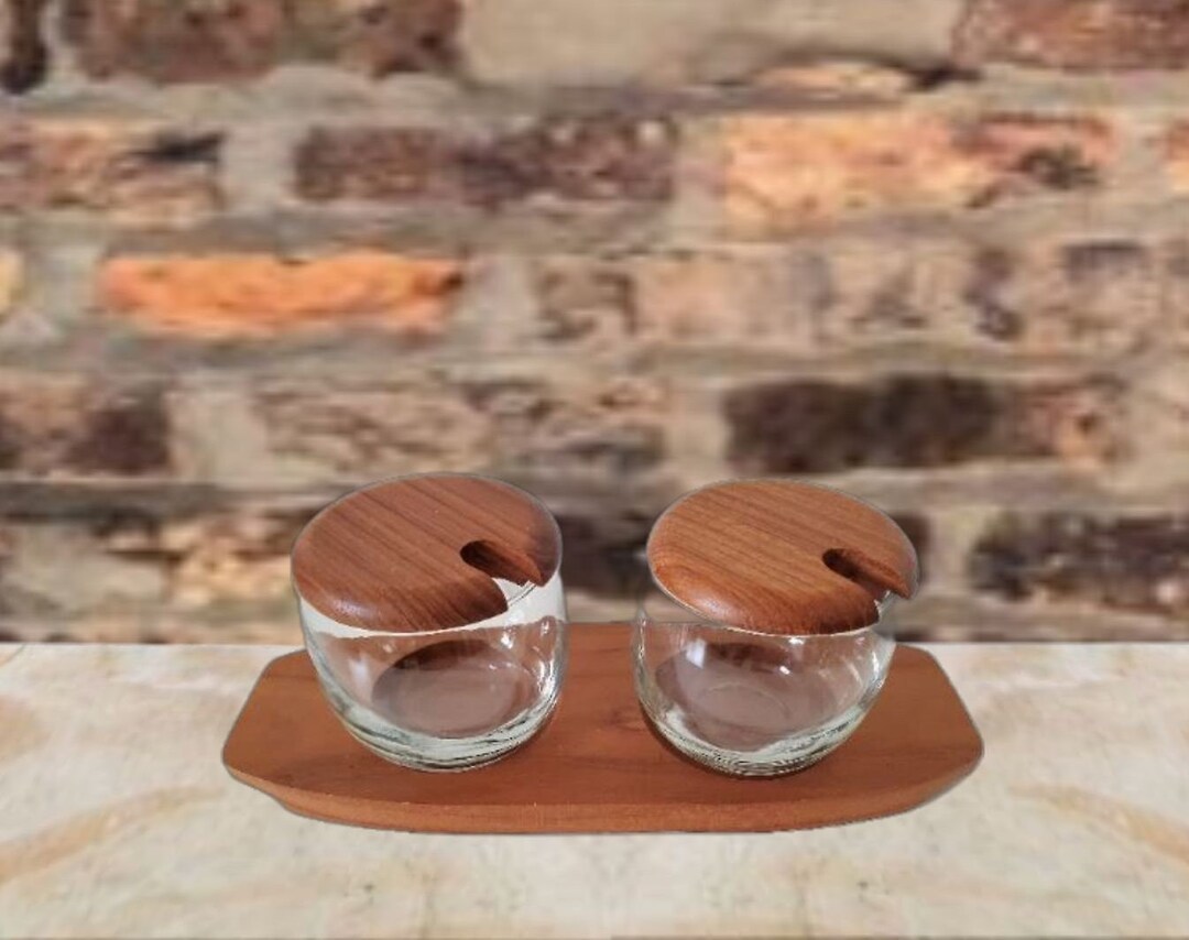 Condiment Set With Serving Tray, Wood Condiment Set, TEAKWOOD Condiment ...