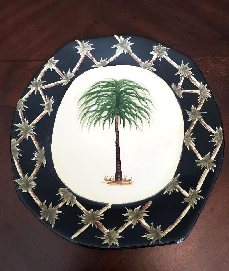 PALM TREE Plates S/2 Pacific Rim Vintage Decorative Palm Tree Plates ...