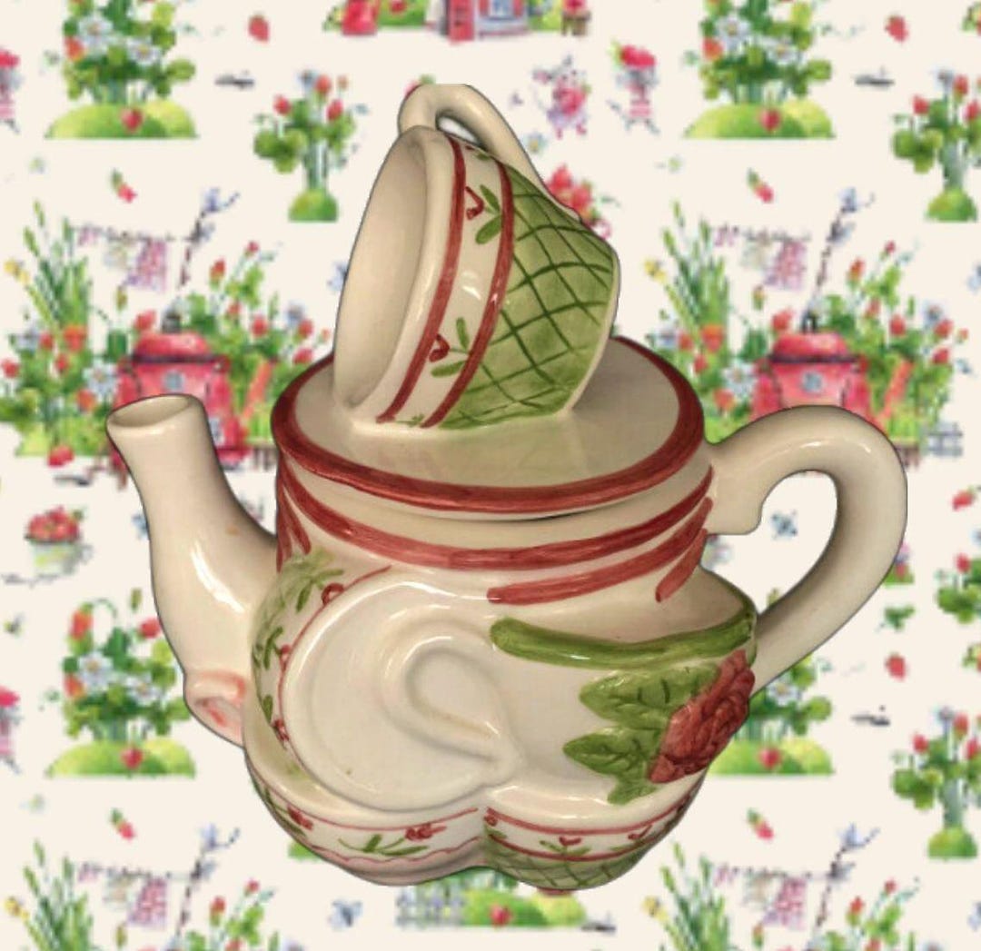 Vintage Teapot Stacked Tea Cup Teapot - Like New - Vintage Ceramic ...