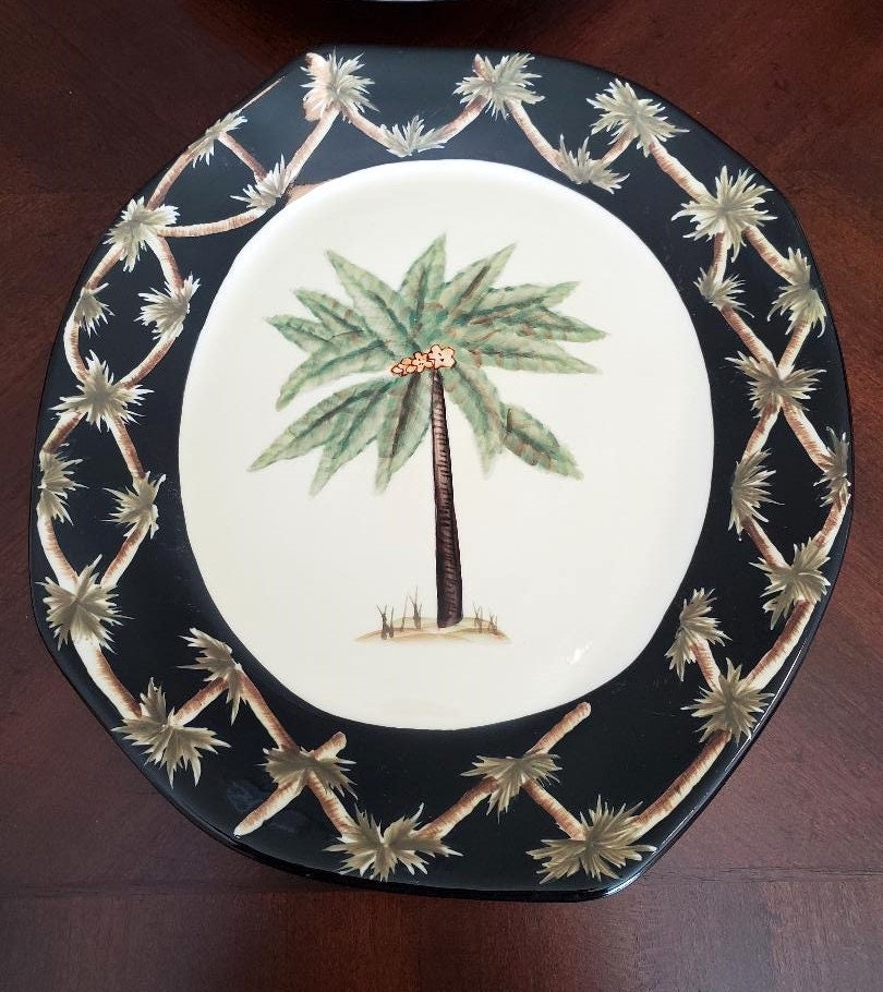 PALM TREE Plates S/2 Pacific Rim Vintage Decorative Palm Tree Plates ...