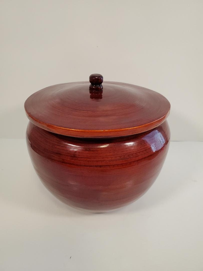 Decorative Jar With Lid, Bamboo and Wood Lacquerware Container With Lid ...