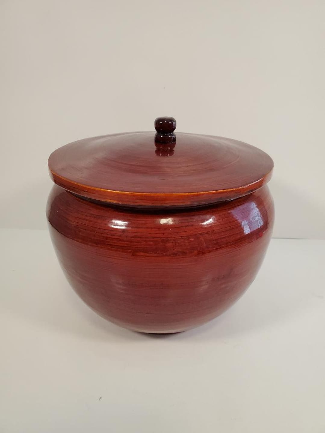 Decorative Jar With Lid, Bamboo and Wood Lacquerware Container With Lid ...
