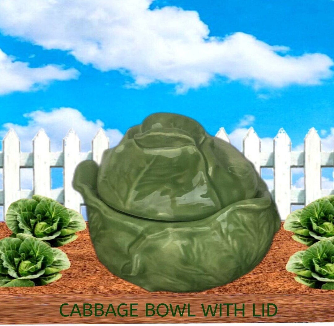 Vintage Holland Mold Green Cabbage Bowl With Lid, Green Cabbage Tureen With Lid, Cabbage Bowl ...