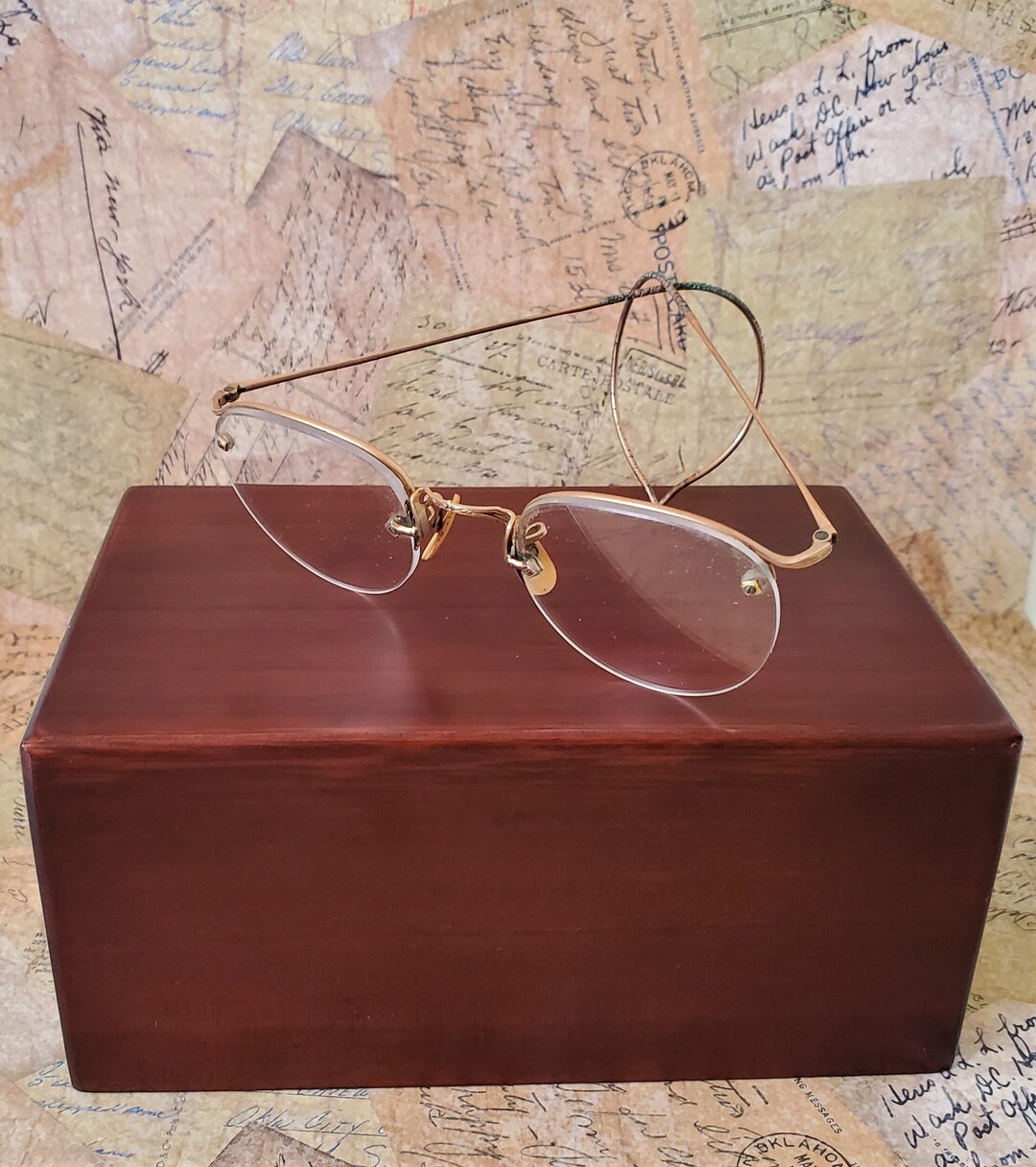 Vintage Reading Glasses Gold Filled Spectacles 1930's, Vintage Wire Frameless Eyeglasses ...