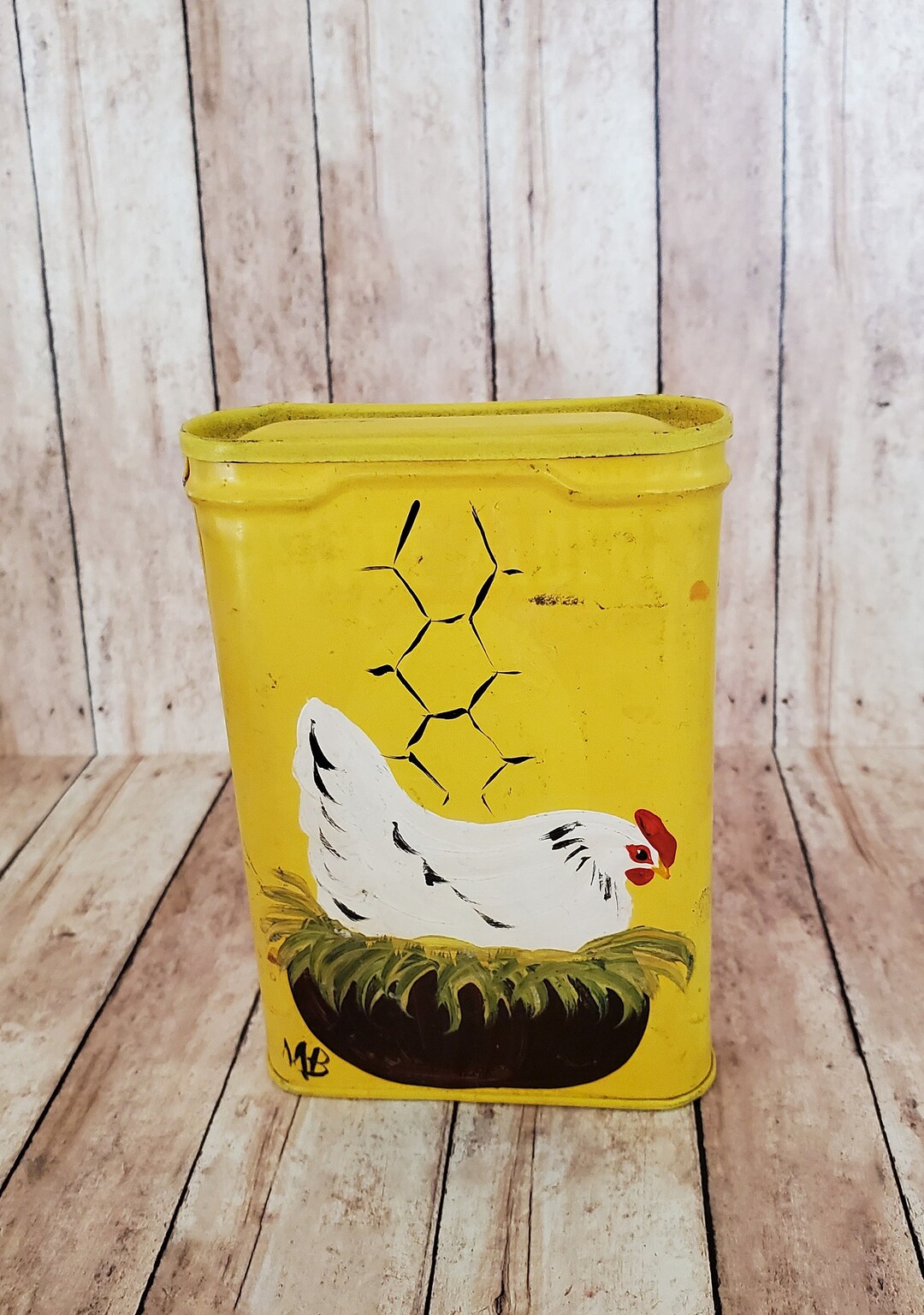 Vintage Tobacco Tin Can PRINCE ALBERT Hand-painted Rooster in Basket ...