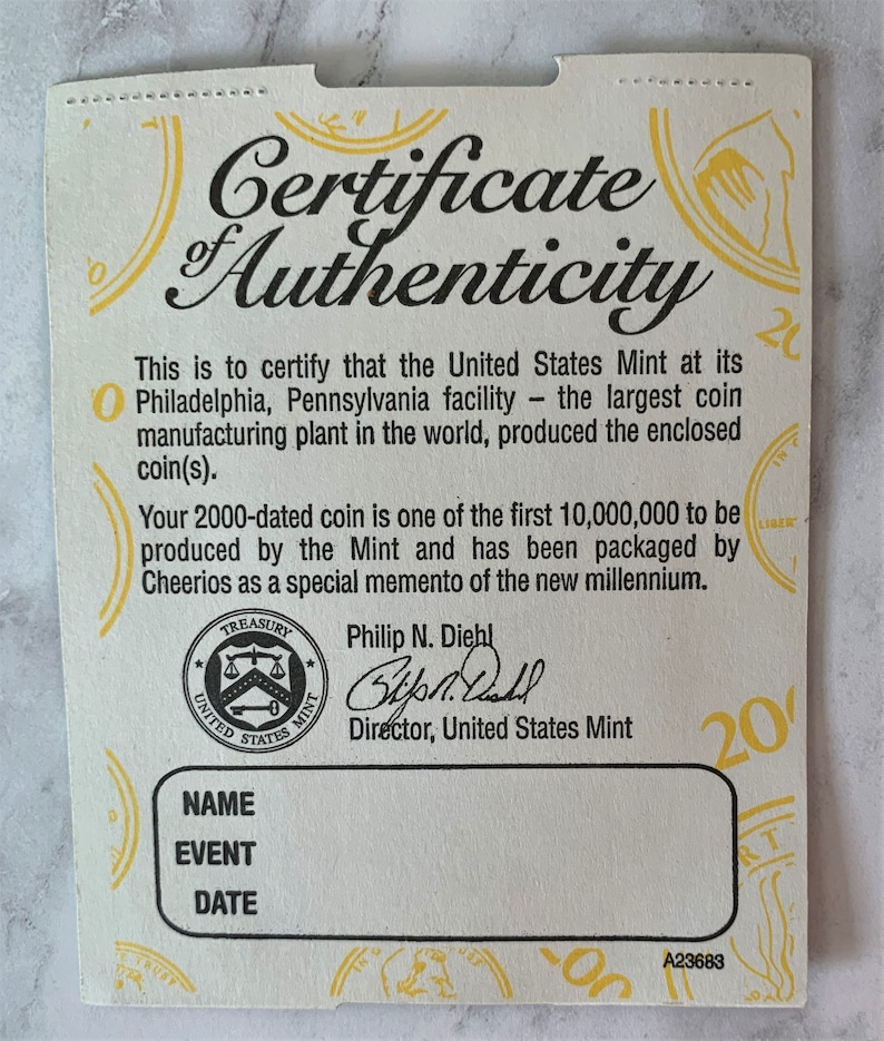 CHEERIOS COIN First-minted Year 2000 Coins Cheerio Penny One Cent - New ...