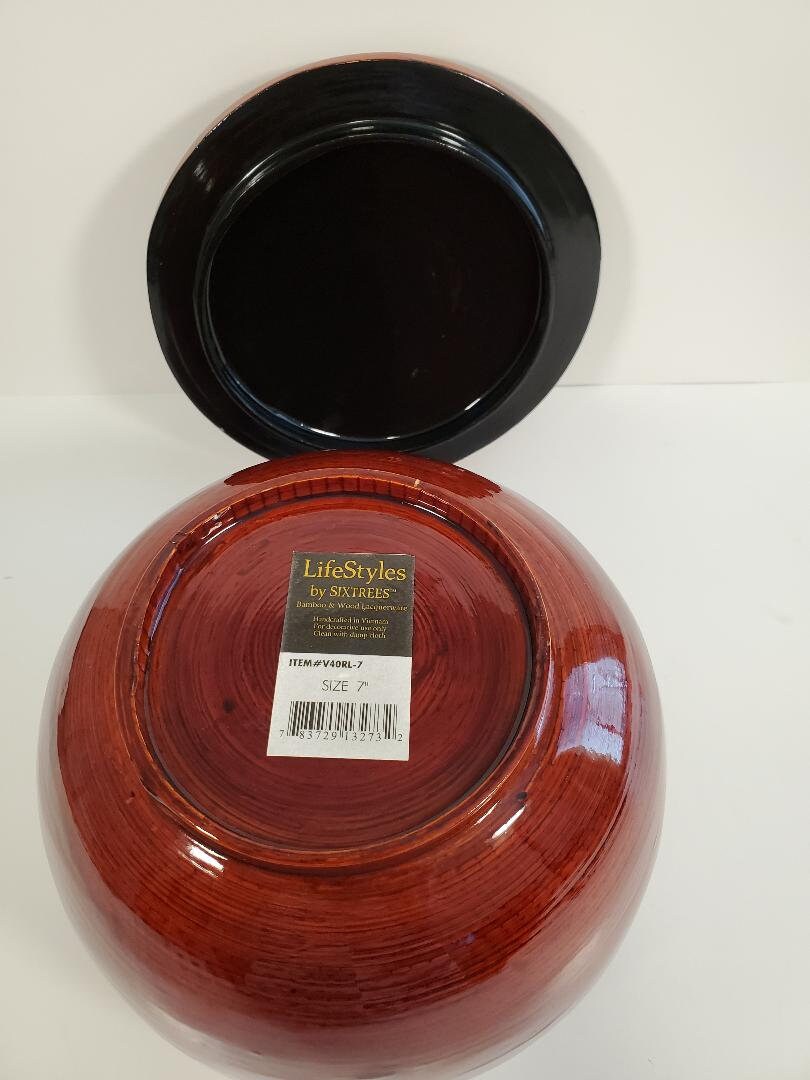 Decorative Jar With Lid, Bamboo and Wood Lacquerware Container With Lid ...