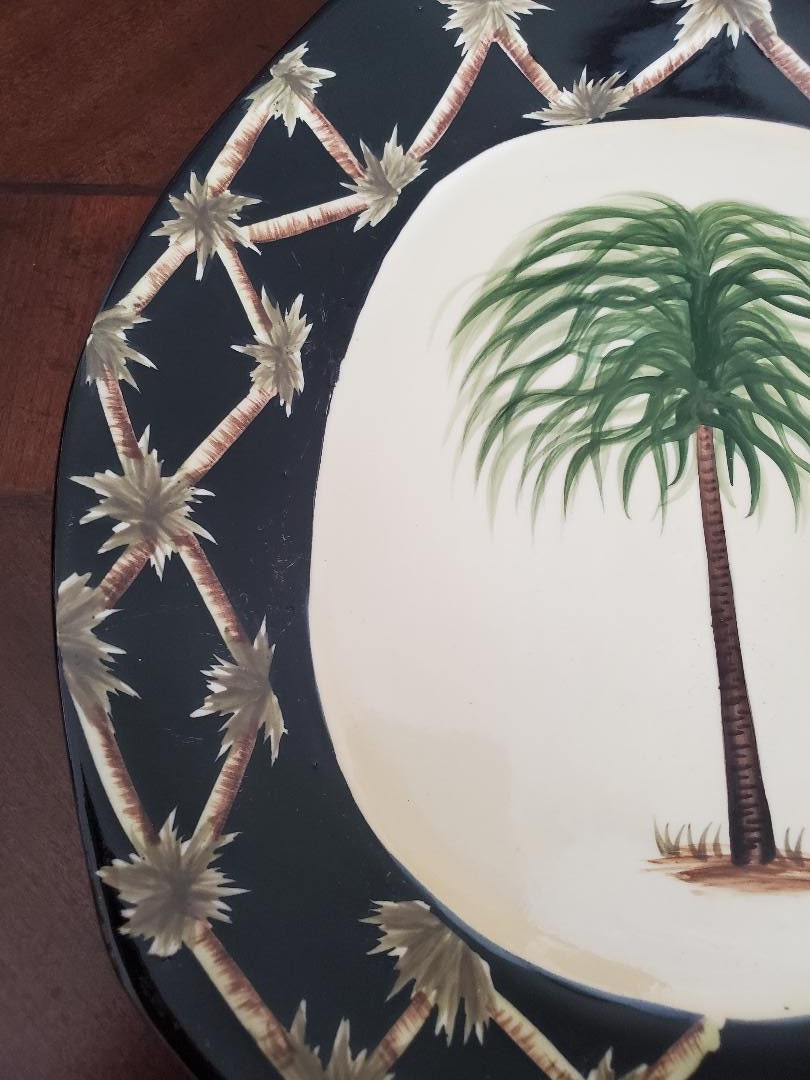 PALM TREE Plates S/2 Pacific Rim Vintage Decorative Palm Tree Plates ...