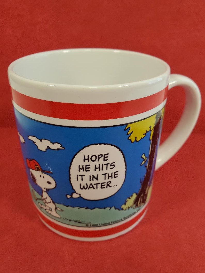 SNOOPY COFFEE MUG, Charlie Brown Mug, Peanuts Mug, Snoopy Golfing Mug ...