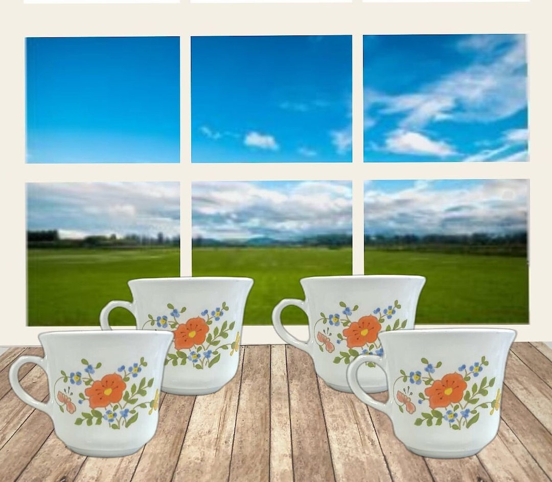 Vintage Corelle Wildflower Cups Coffee Cups SET OF 4 Beautiful ...