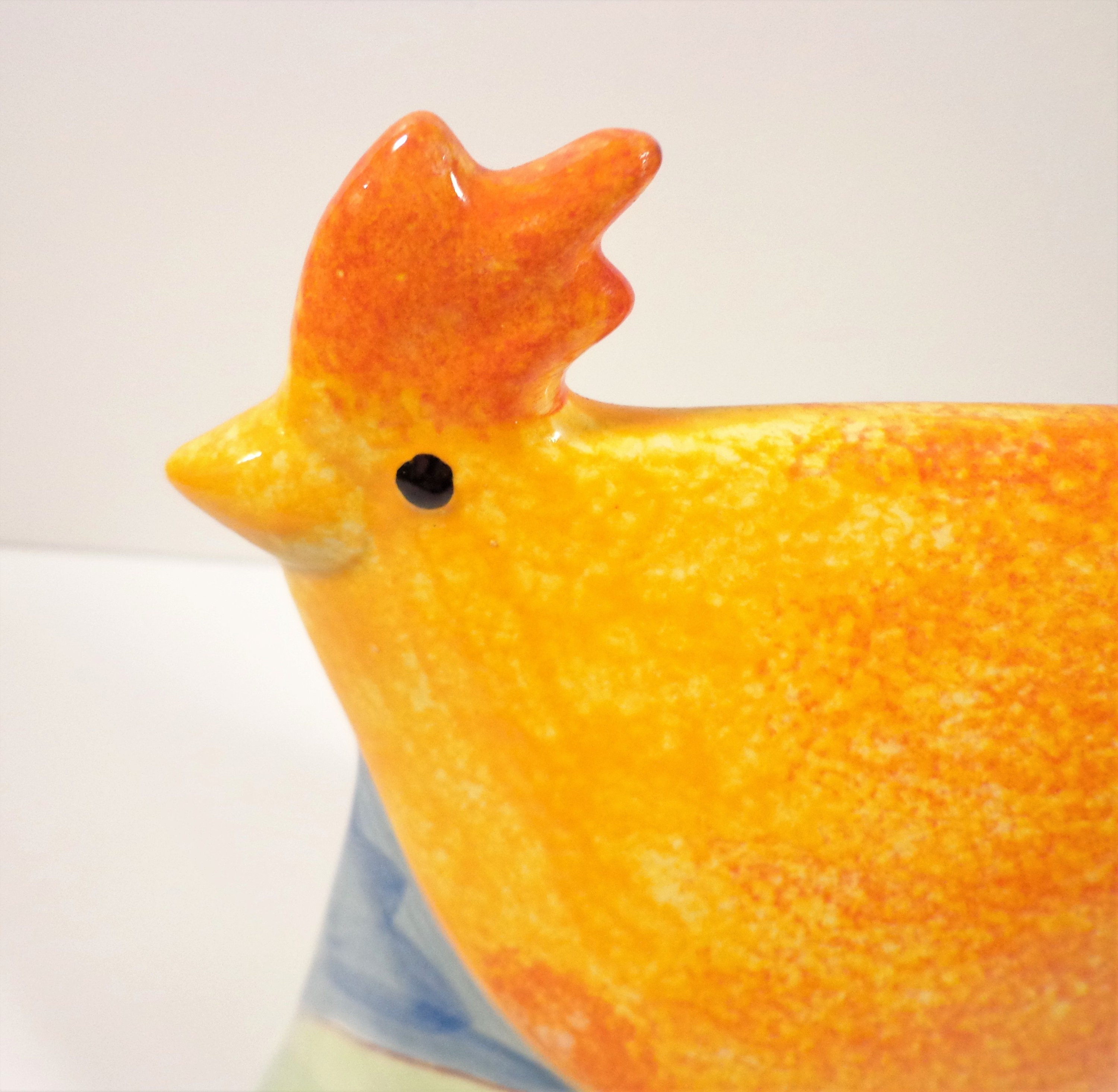 Chicken Figurine Portugal Redware Kari Trestakk Whimsical - Etsy
