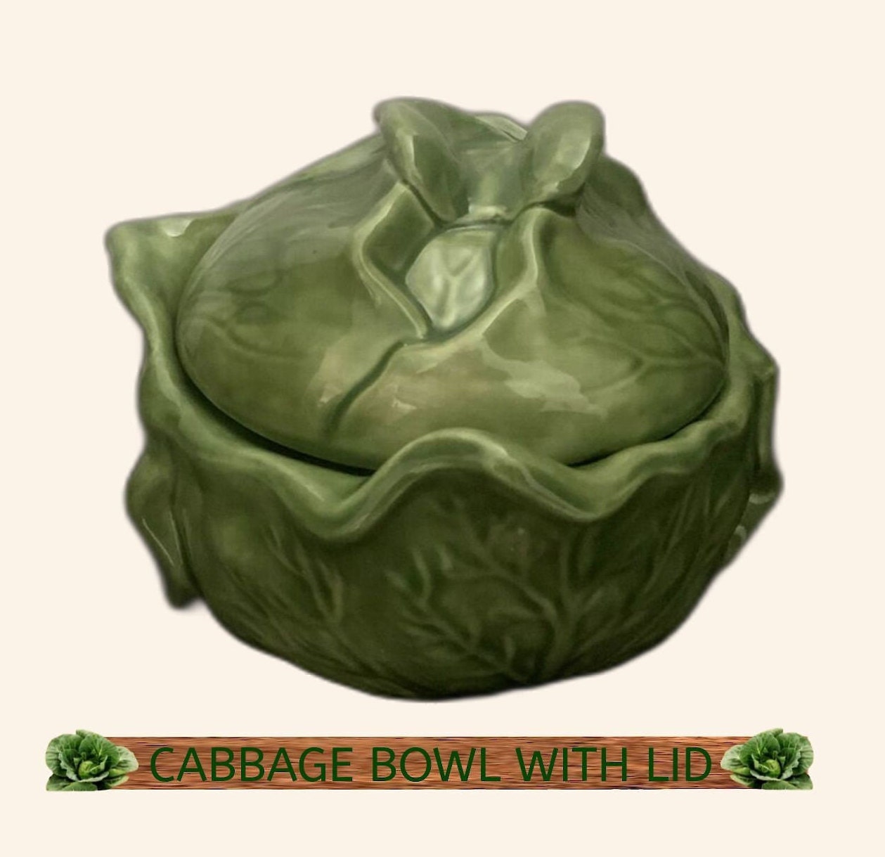Vintage Holland Mold Green Cabbage Bowl With Lid, Green Cabbage Tureen With Lid, Cabbage Bowl ...