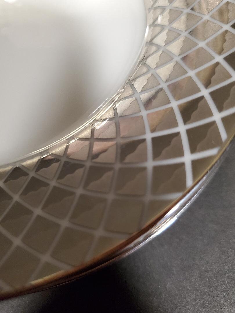 CIROA LATTICE Platinum Appetizer Plates S/4, Ciroa Silver Metallic ...