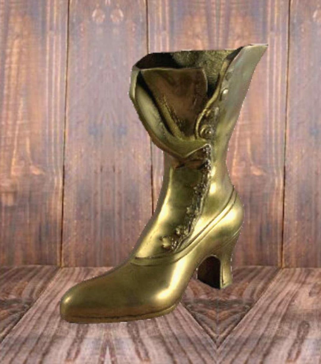 Brass Boot Door Stop, Vintage Solid Brass Boot, Brass Boot Vase, Brass ...