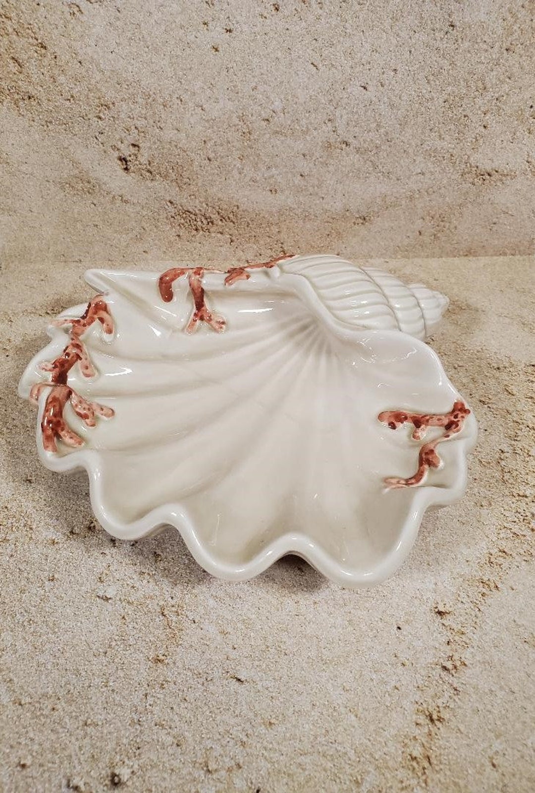 SEASHELL DISH Fitz and Floyd Seashell Dish Coral Edge Trinket Dish Oceana Pink Coral Dish - Etsy