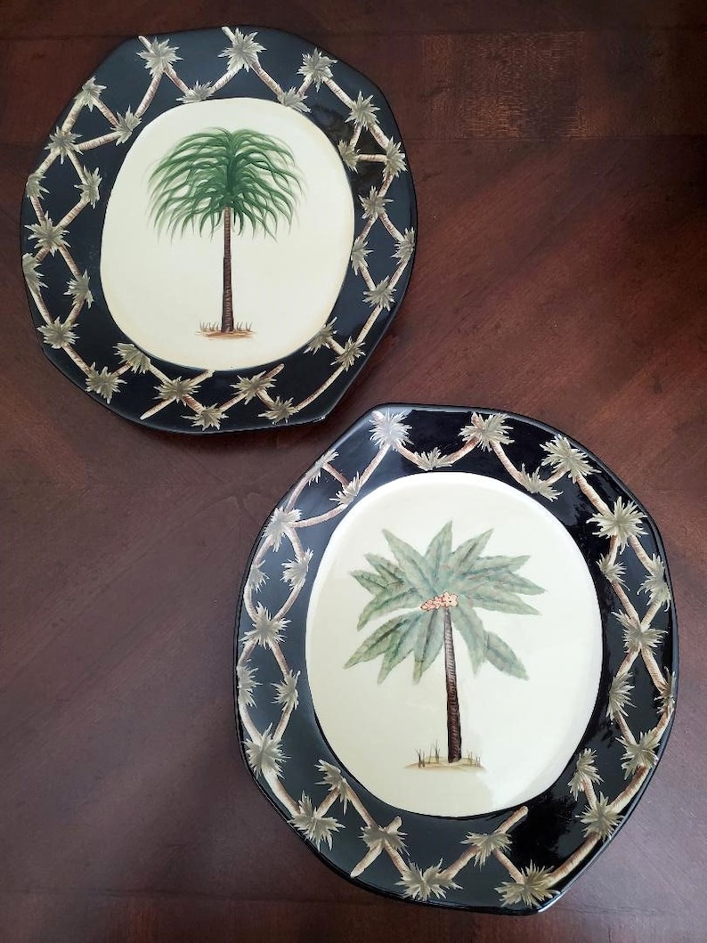 PALM TREE Plates S/2 Pacific Rim Vintage Decorative Palm Tree Plates ...