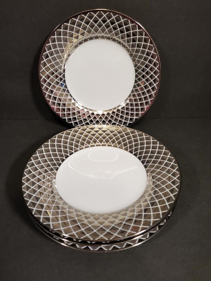 CIROA LATTICE Platinum Appetizer Plates S/4, Ciroa Silver Metallic ...