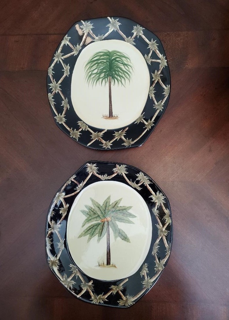 PALM TREE Plates S/2 Pacific Rim Vintage Decorative Palm Tree Plates ...