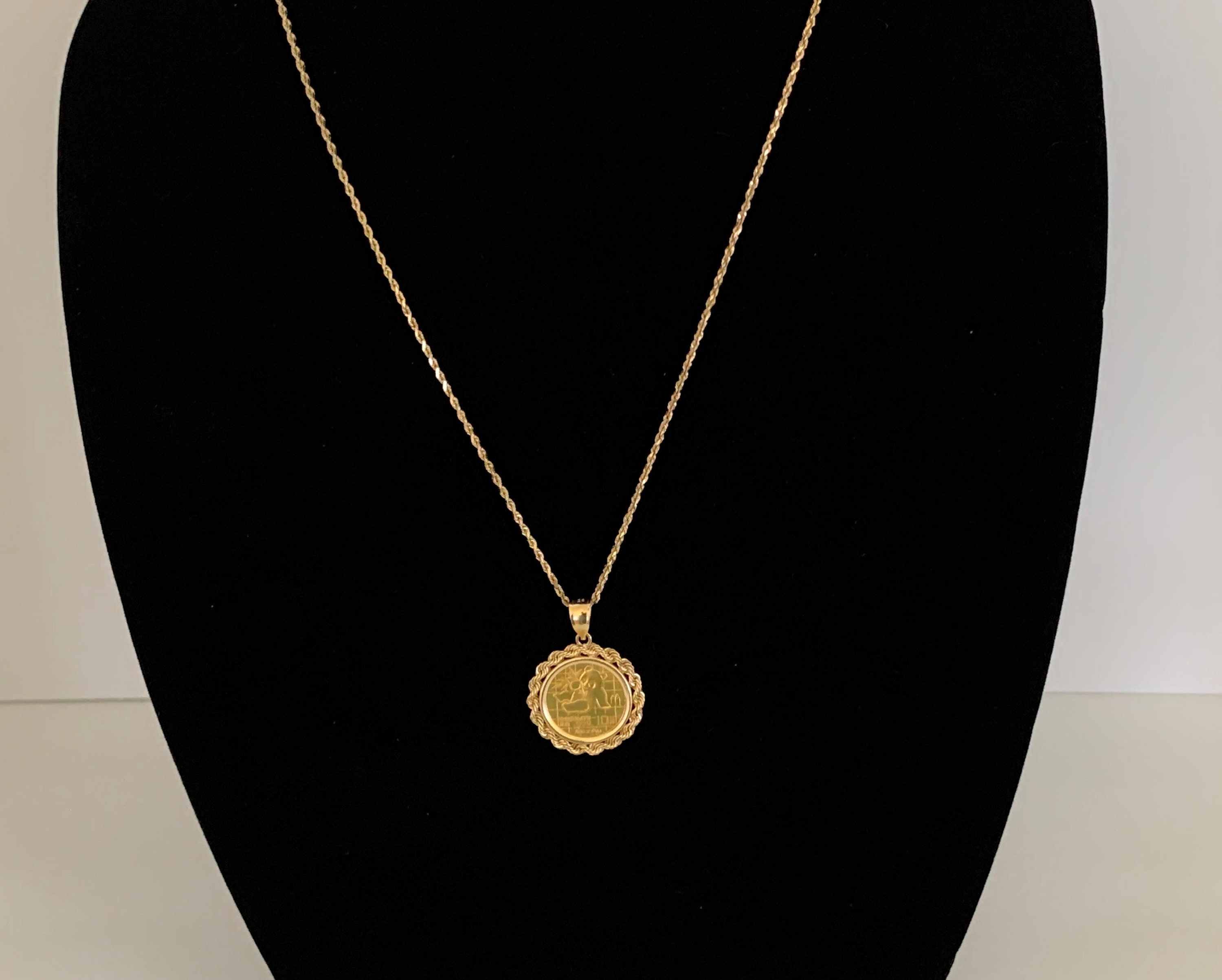 GOLD Coin Panda Coin Necklace Rare 1989 1/10 OZ 24K Solid Gold - Etsy