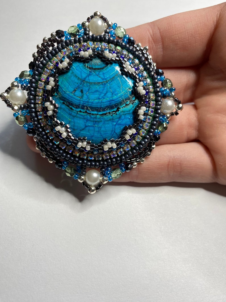 Handmade Natural Stone Broche - Etsy