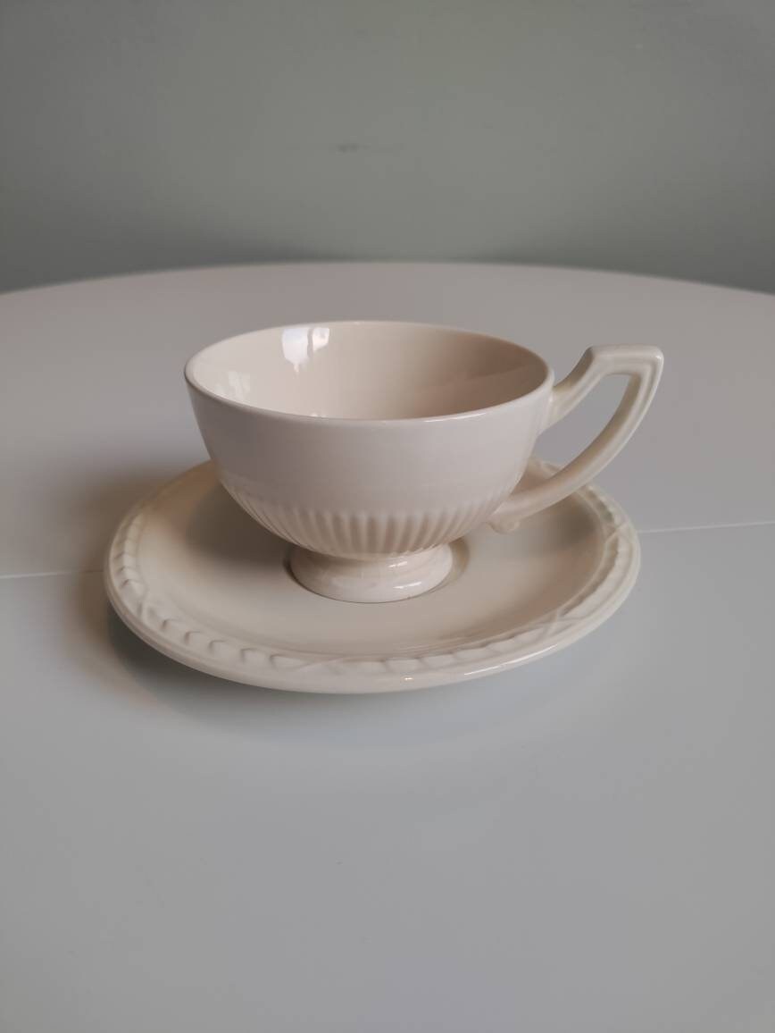 Vintage Set of Four Recamier Royal Creamware. Cup and Saucer Sets. Tea ...