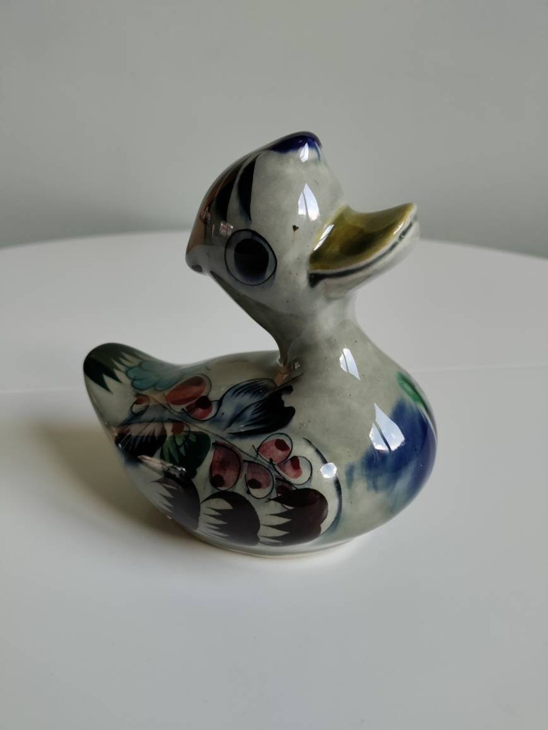 Vintage Mexican Duck Pottery Signed RS. Sitting Duck. Blue and Gray ...