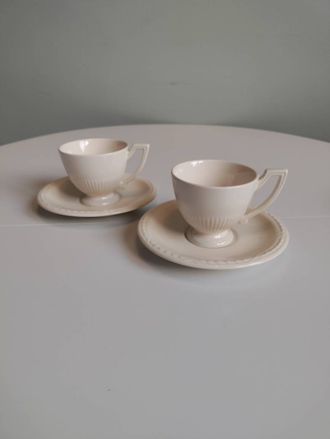 Vintage Coffee Set of Two Recamier Royal Creamware. Cup and Saucer Sets ...