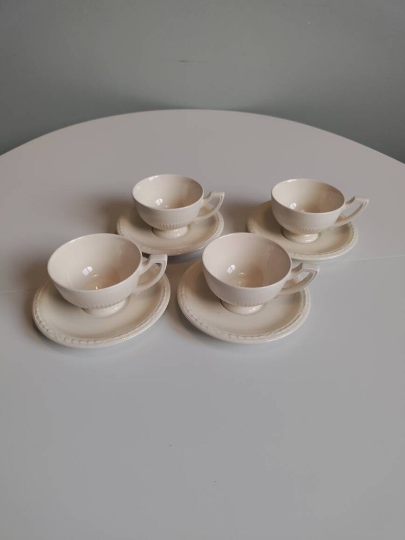 Vintage Set of Four Recamier Royal Creamware. Cup and Saucer Sets. Tea ...
