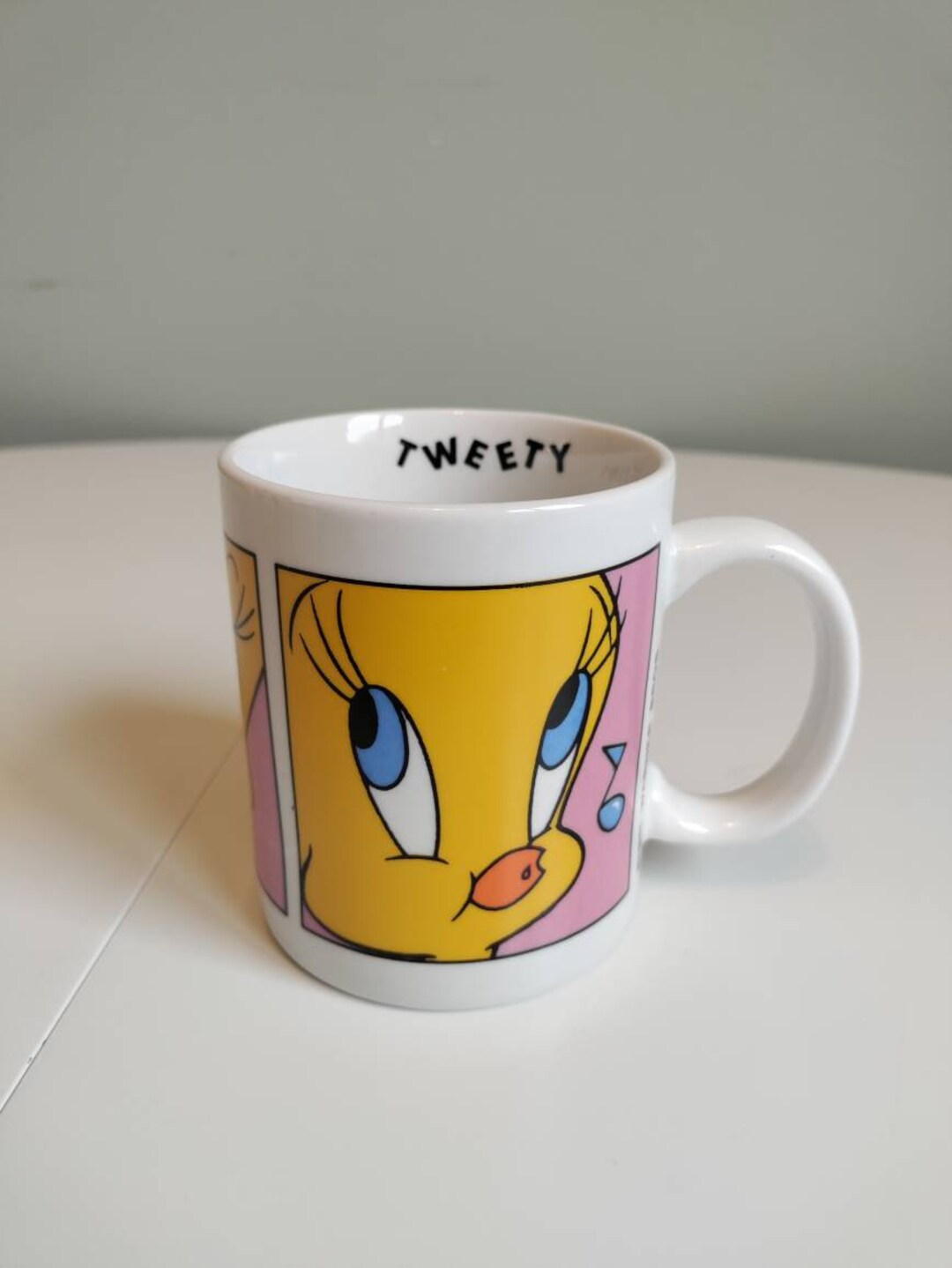Vintage Tweety Mug. Pink and White Vintage Tweety Mug. Warner Bros ...