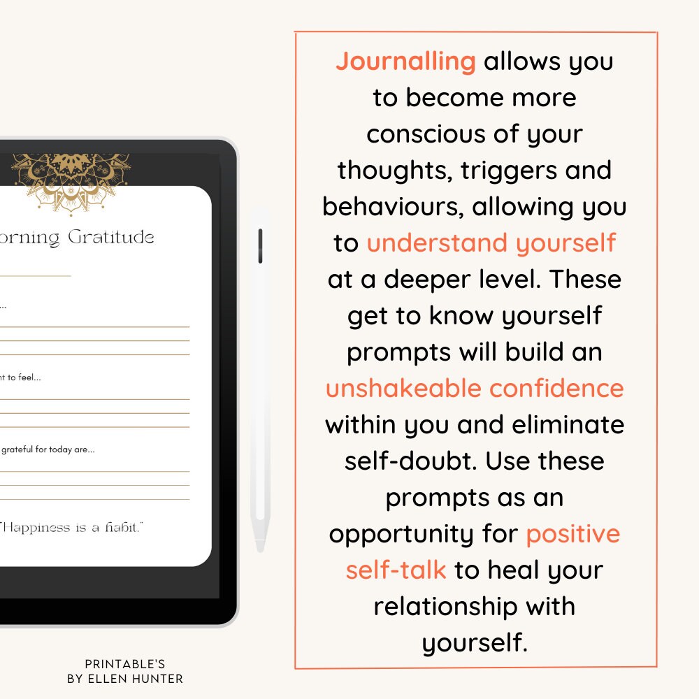 Get to Know Yourself Healing Guided Journal Prompts, Self Discovery ...